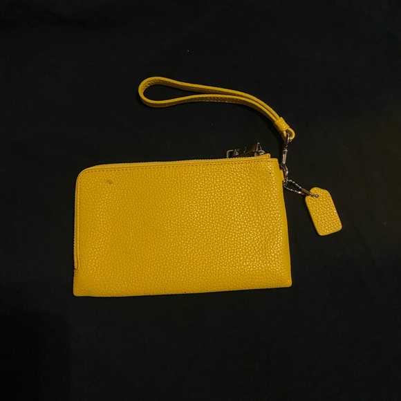 Coach | Bags | Coach Mustard Yellow Double Corner Zip Wristlet | Poshmark